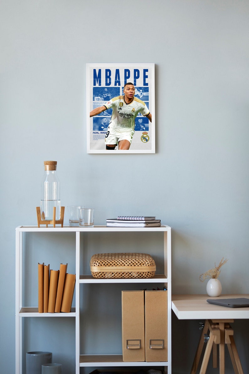 Kylian Mbappe Poster, Real Madrid Poster, Football Posters, Wall Art ...