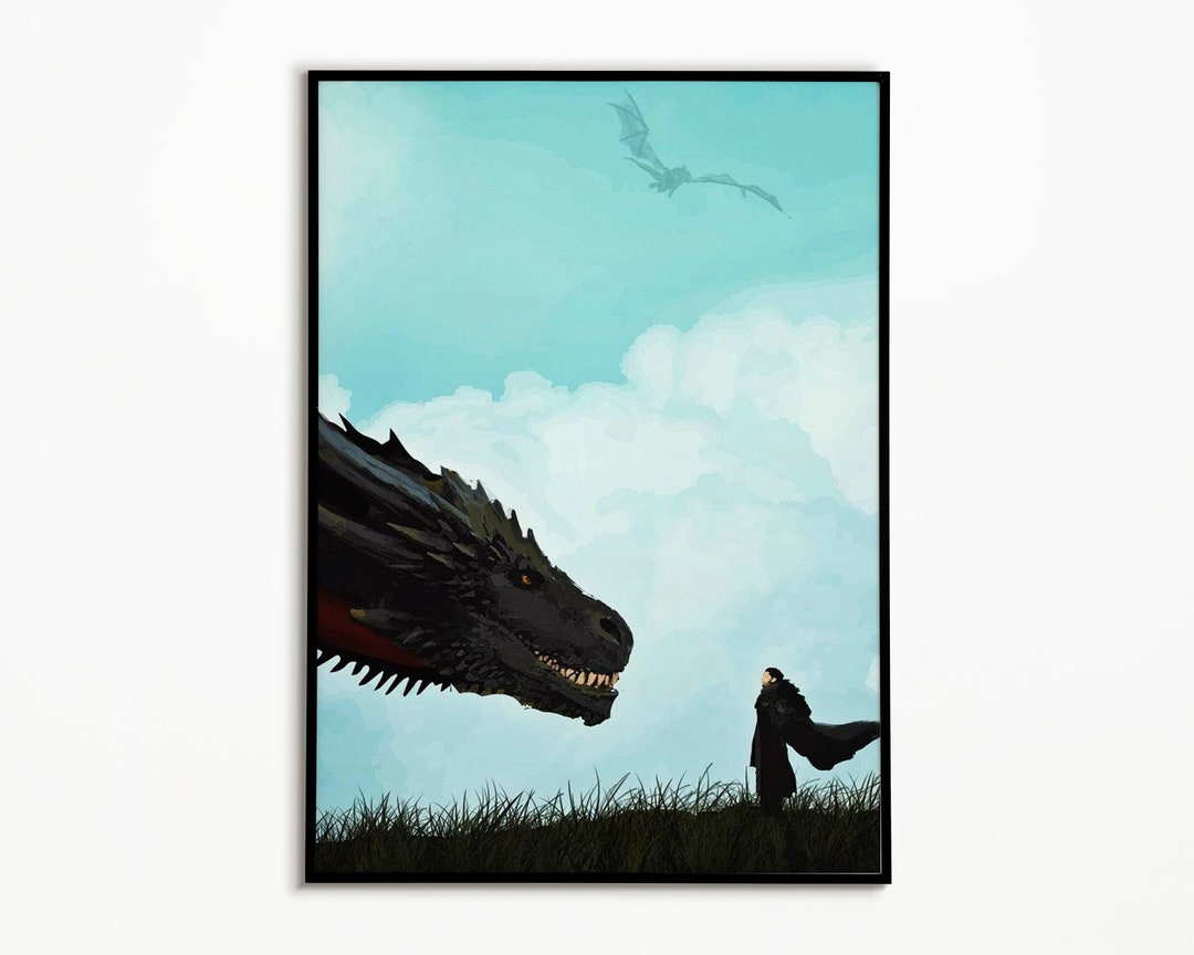Game of Thrones Poster , Jon Snow Poster , Dragon and Jon Snow Poster ...