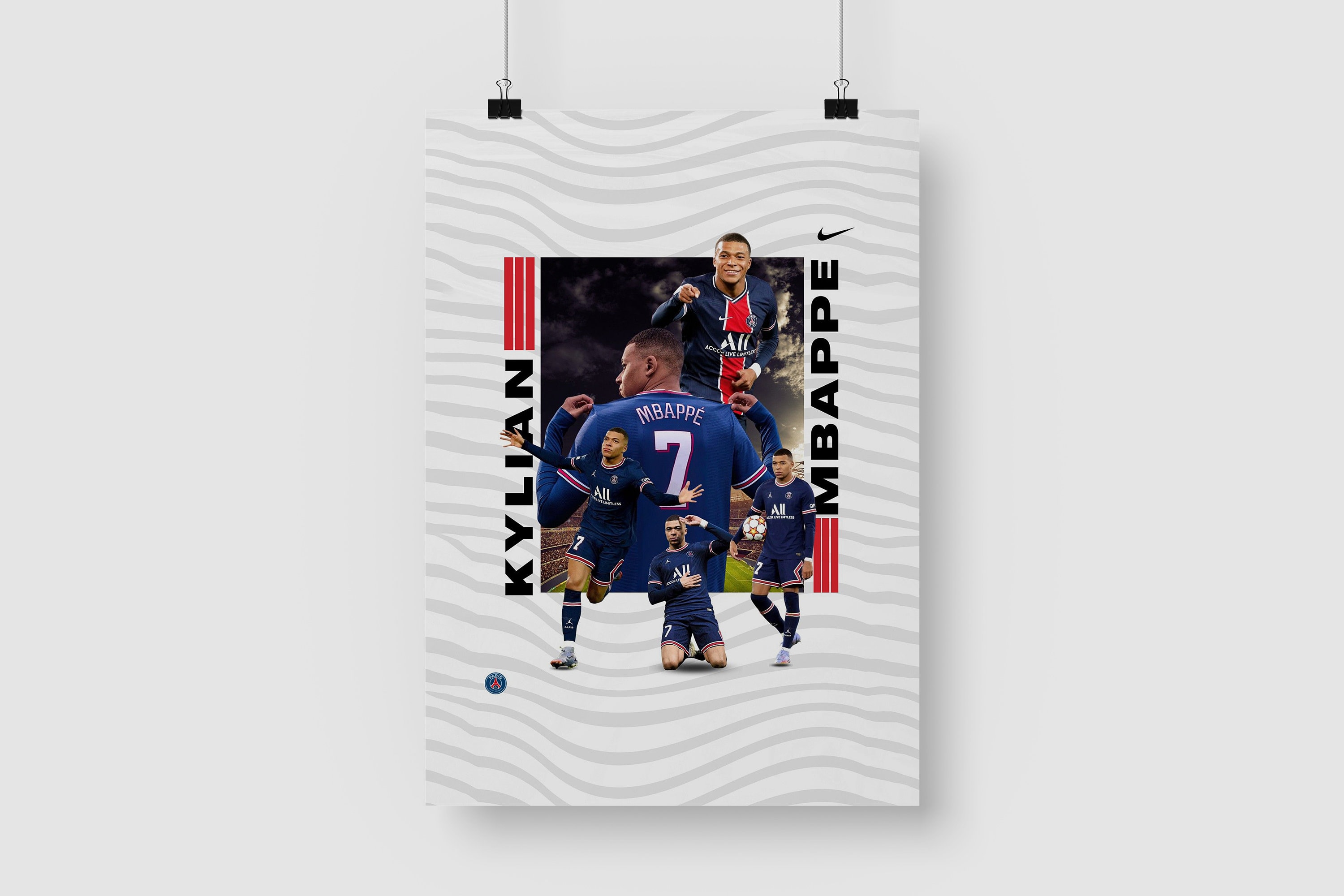 Kylian Mbappe Poster, Football Posters, Wall Art, Wall Decor, 12x18 ...