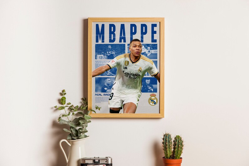Kylian Mbappe Poster, Real Madrid Poster, Football Posters, Wall Art ...