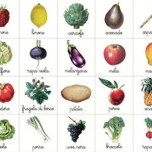 Printable Fruits & Veggies Bingo - Tombola Frutta E Verdura - Etsy