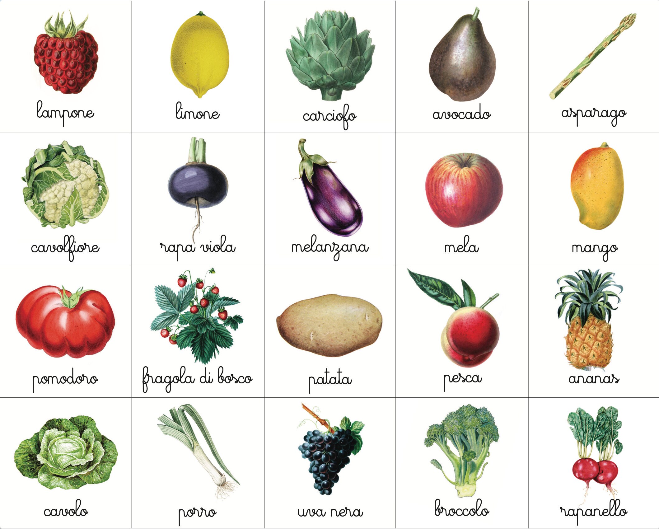 Printable Fruits & Veggies Bingo - Tombola Frutta E Verdura - Etsy