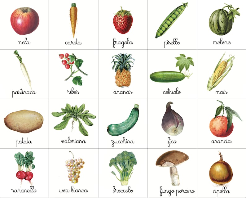 Printable Fruits & Veggies Bingo - Tombola Frutta E Verdura - Etsy