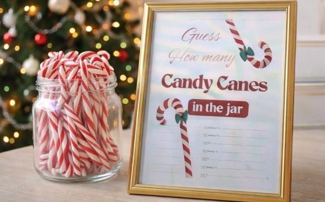 Guess How Many Candy Canes Fun Game - Christmas Party Printable ...