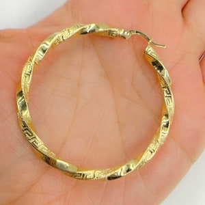 14K Solid Gold Twisted Hoop With Texture, Twisted Hoop, 14k Solid Gold ...