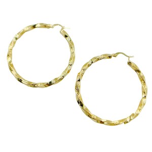 14K Solid Gold Twisted Hoop With Texture, Twisted Hoop, 14k Solid Gold ...