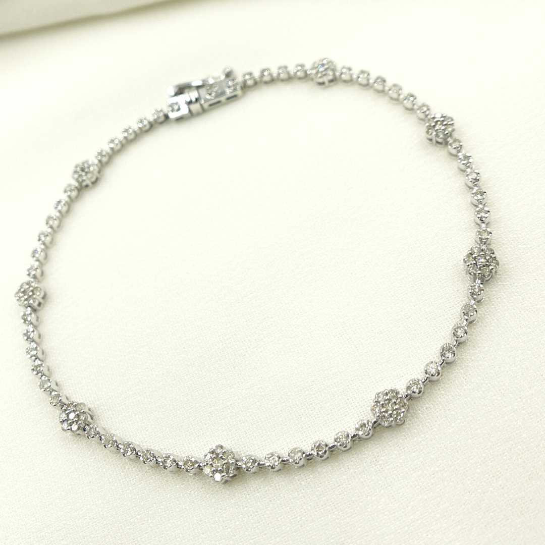 Pave Diamond Bracelet 14k Gold Tennis Bracelet Certified - Etsy