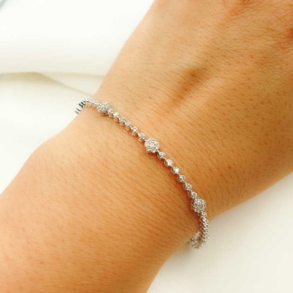 Pave Diamond Bracelet 14k Gold Tennis Bracelet Certified - Etsy