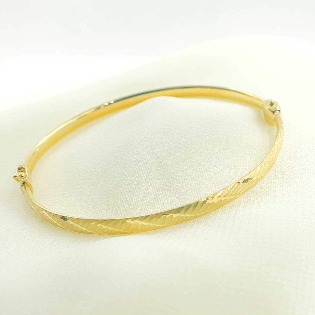 14K Solid Gold Matte Textured Bangle Bracelet. Gold Textured Bangle for ...