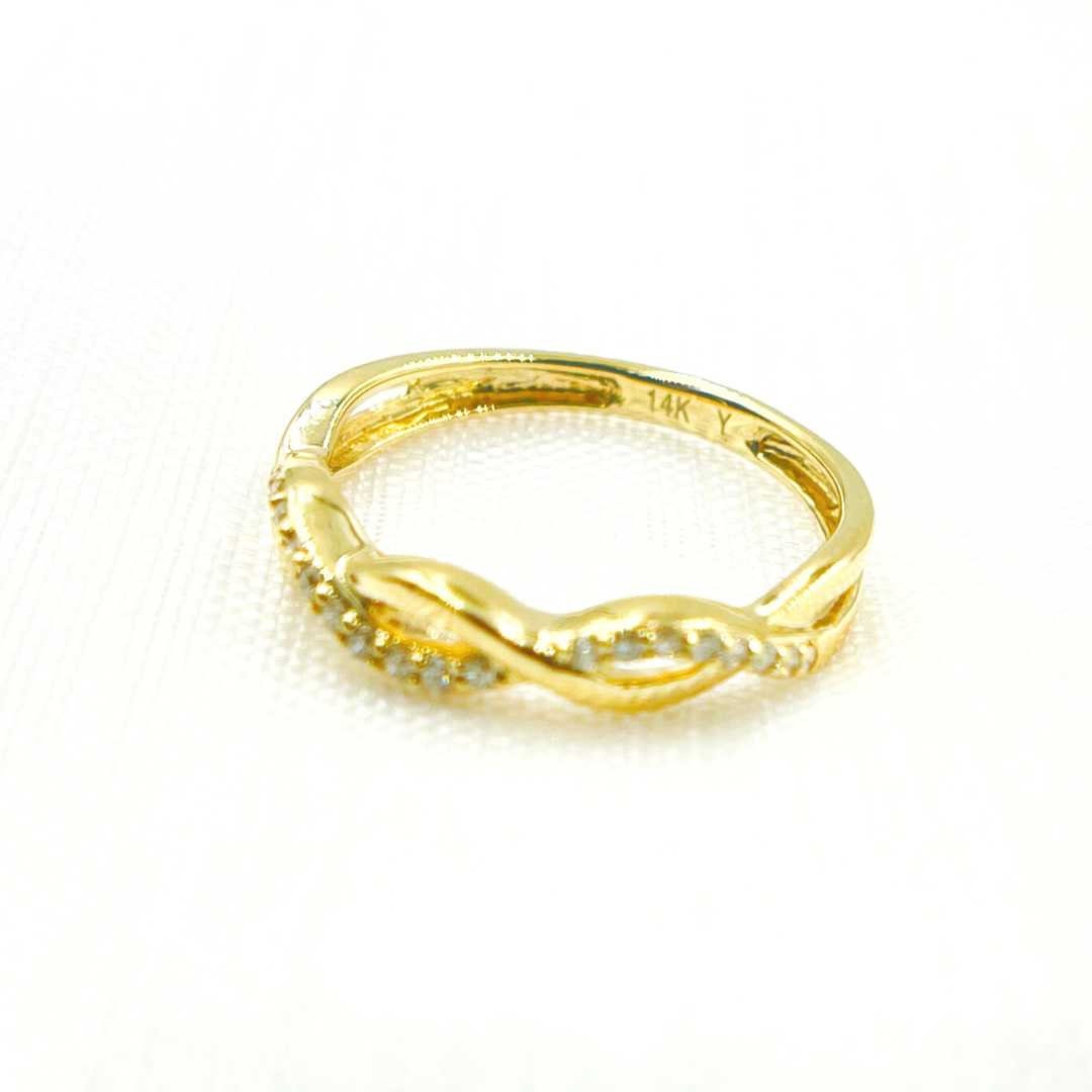 14K Solid Gold Diamond Braid Ring Minimalist Stacking Ring - Etsy