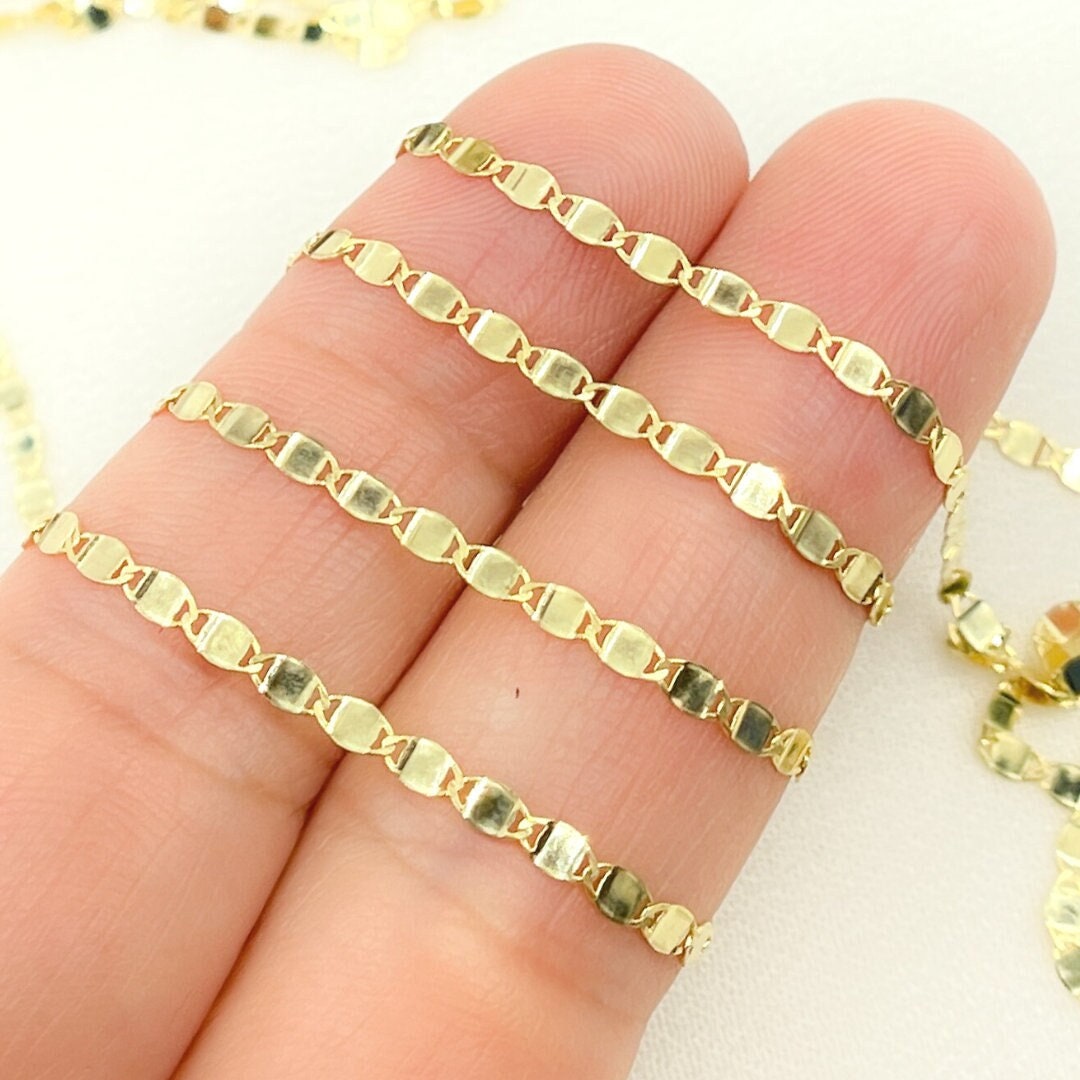 14K Solid Yellow Gold Mirror Marina Chain by Foot, Permanent Jewelry ...