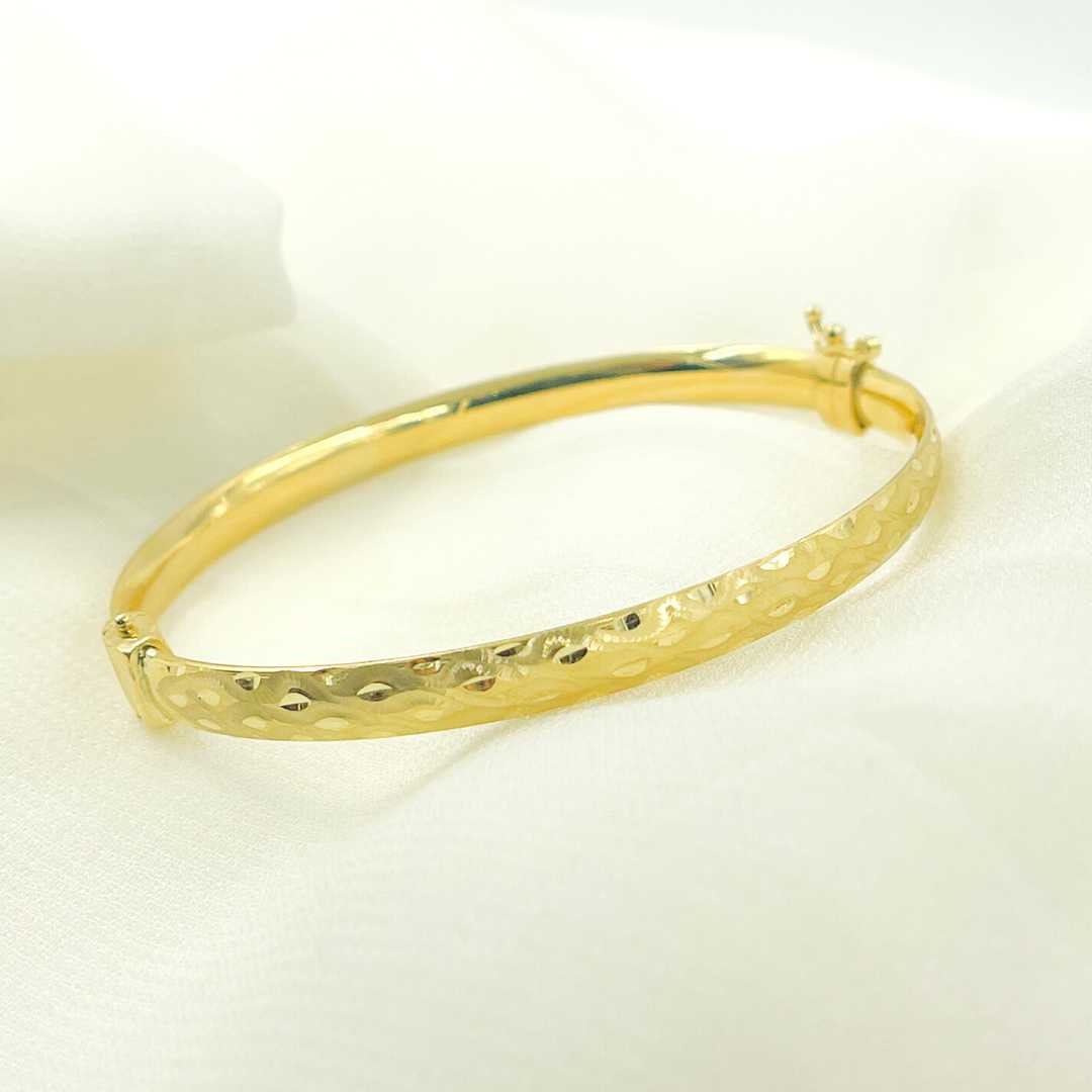 14K Solid Gold Matte Textured Bangle Bracelet. Gold Textured Bangle for ...