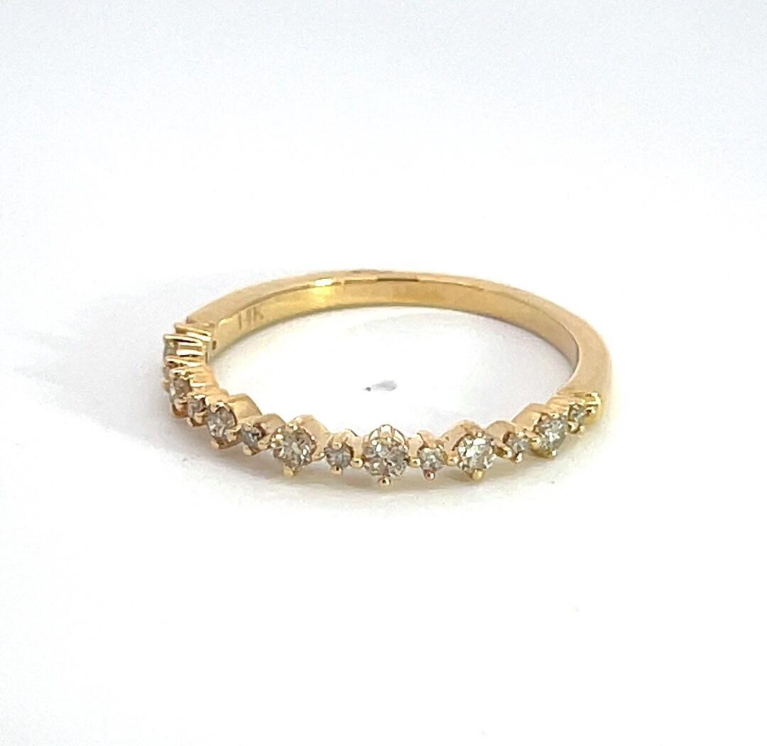 14k Solid Gold Diamond Ring, Band Ring, Solid Gold Ring, Diamond Ring ...