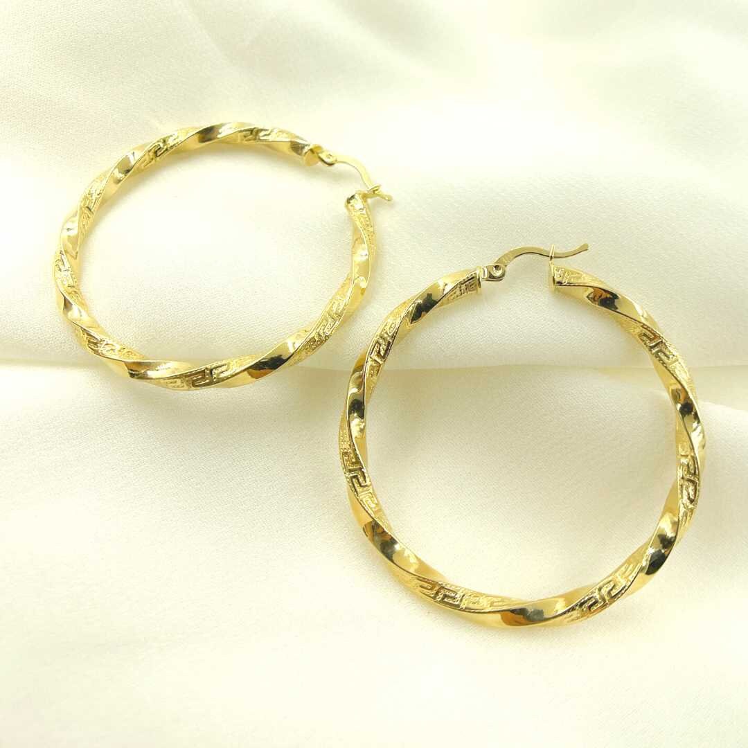 14K Solid Gold Twisted Hoop With Texture, Twisted Hoop, 14k Solid Gold ...