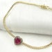14K Solid Gold Diamond Bracelet Ruby Heart, Diamond Bracelet in 14K ...