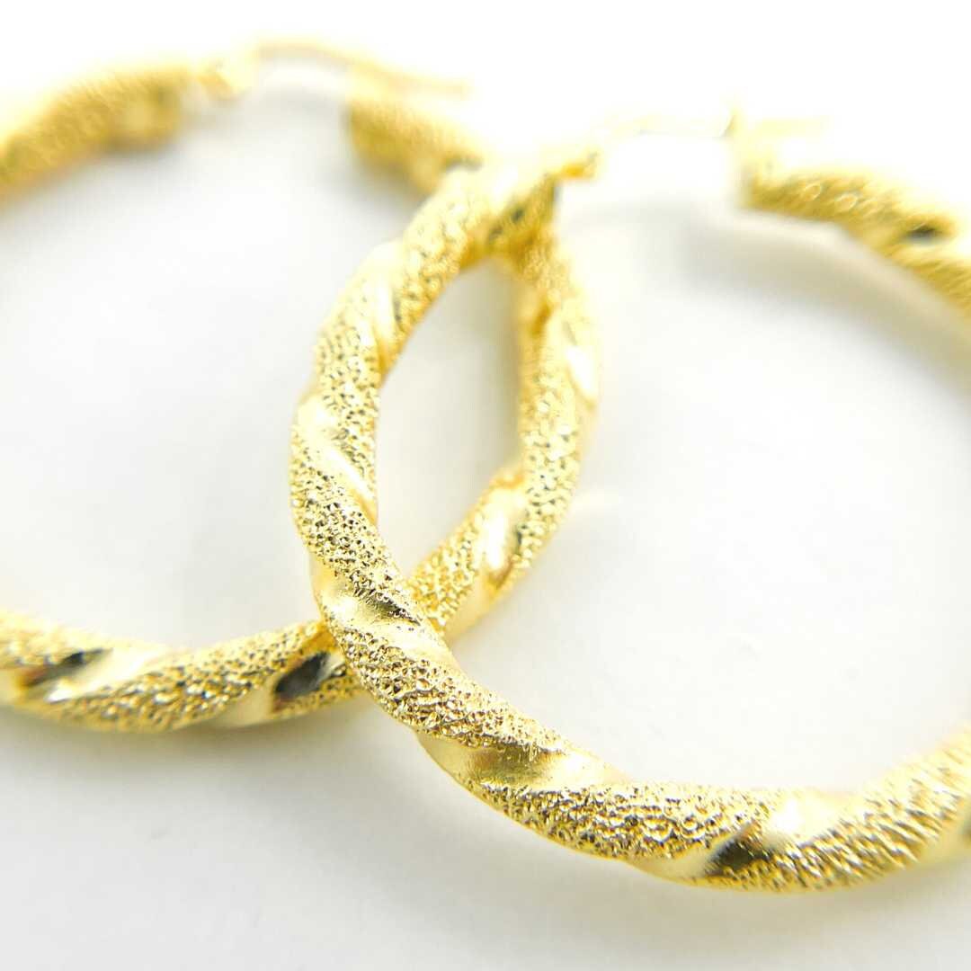 14K Solid Gold Twisted Hoop With Texture, Twisted Gold Hoop, Twisted ...