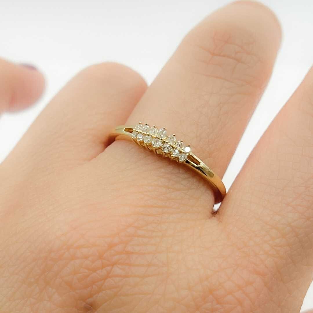 14k Gold Tapered Diamond Ring, Diamond Ring, Diamond Wedding Band ...