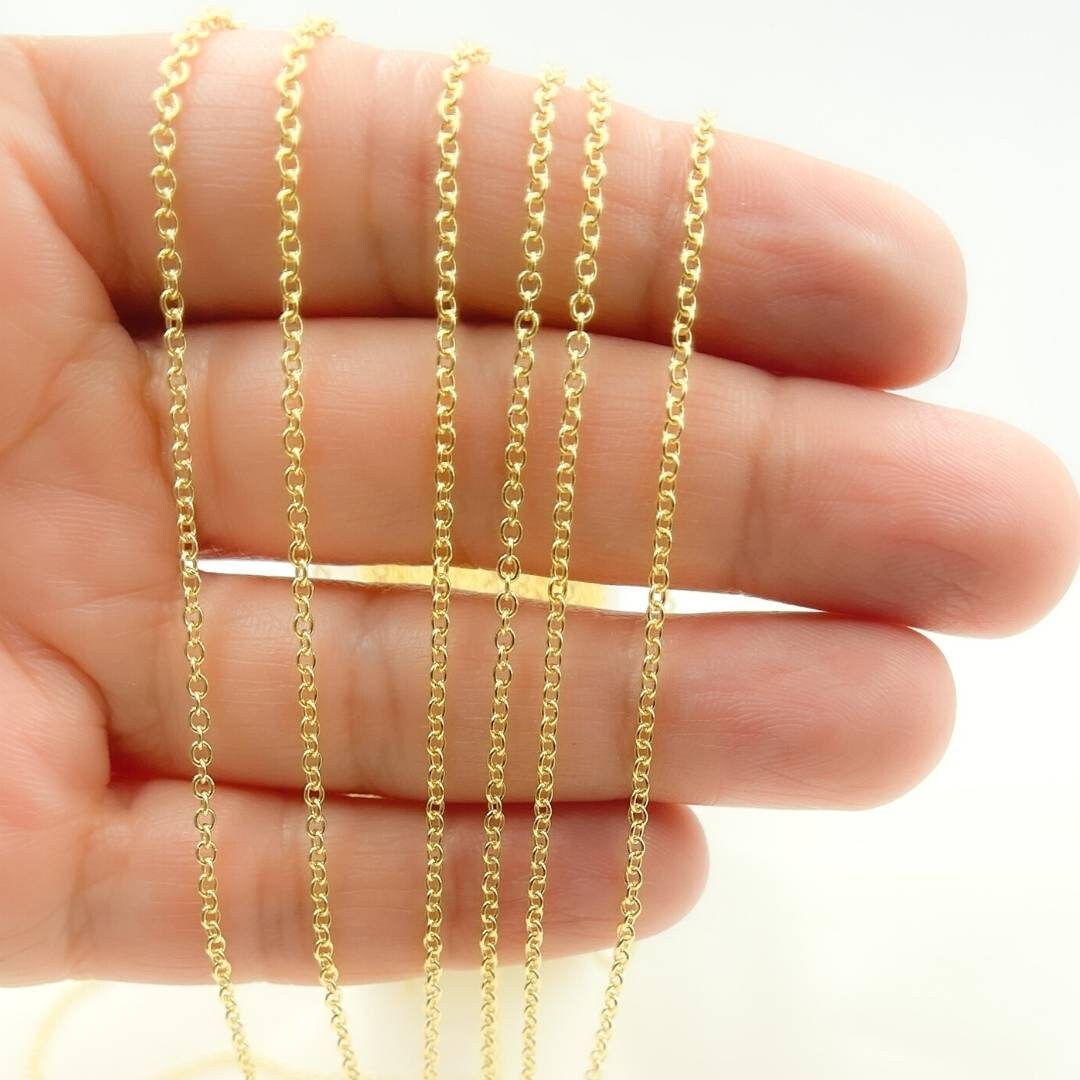Round Cable Solid Gold Unfinished Chain, 14K Gold Round Cable Chain ...