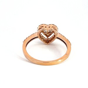 14k Solid Rose Gold Diamond Heart Ring, Heart Jewelry, Heart Ring, Rose ...
