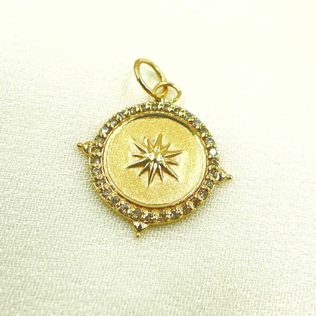 14K Solid Gold Diamond Star Charm, 14k Gold Pendants, Layered Necklace ...