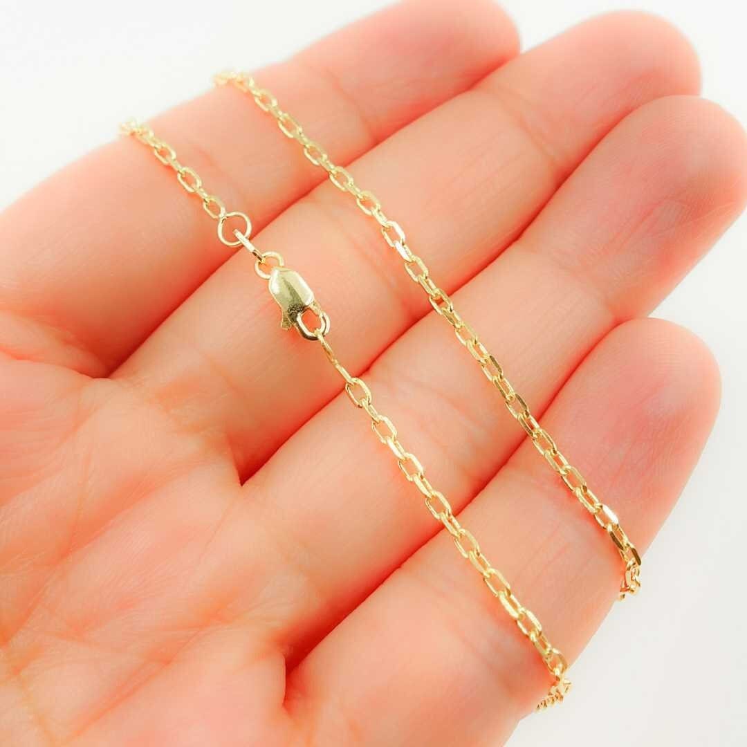 Solid 14K Yellow Gold Cable Chain Necklace, Ladies Cable Yellow Gold ...