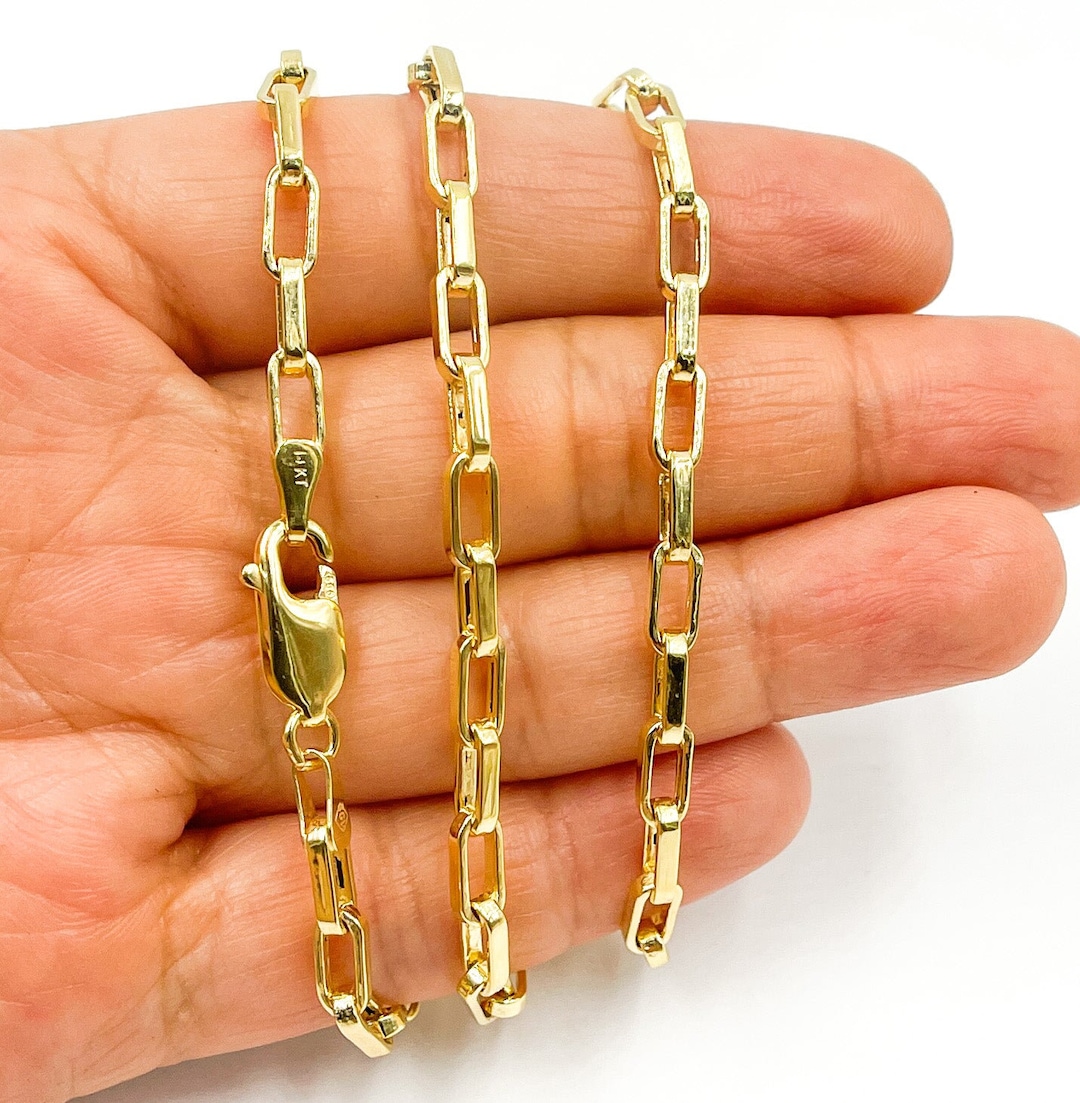 Solid 14K Gold Box Link Chain Necklace, Ladies Gold Chain, 18 Inches ...