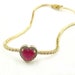 14K Solid Gold Diamond Bracelet Ruby Heart, Diamond Bracelet in 14K ...