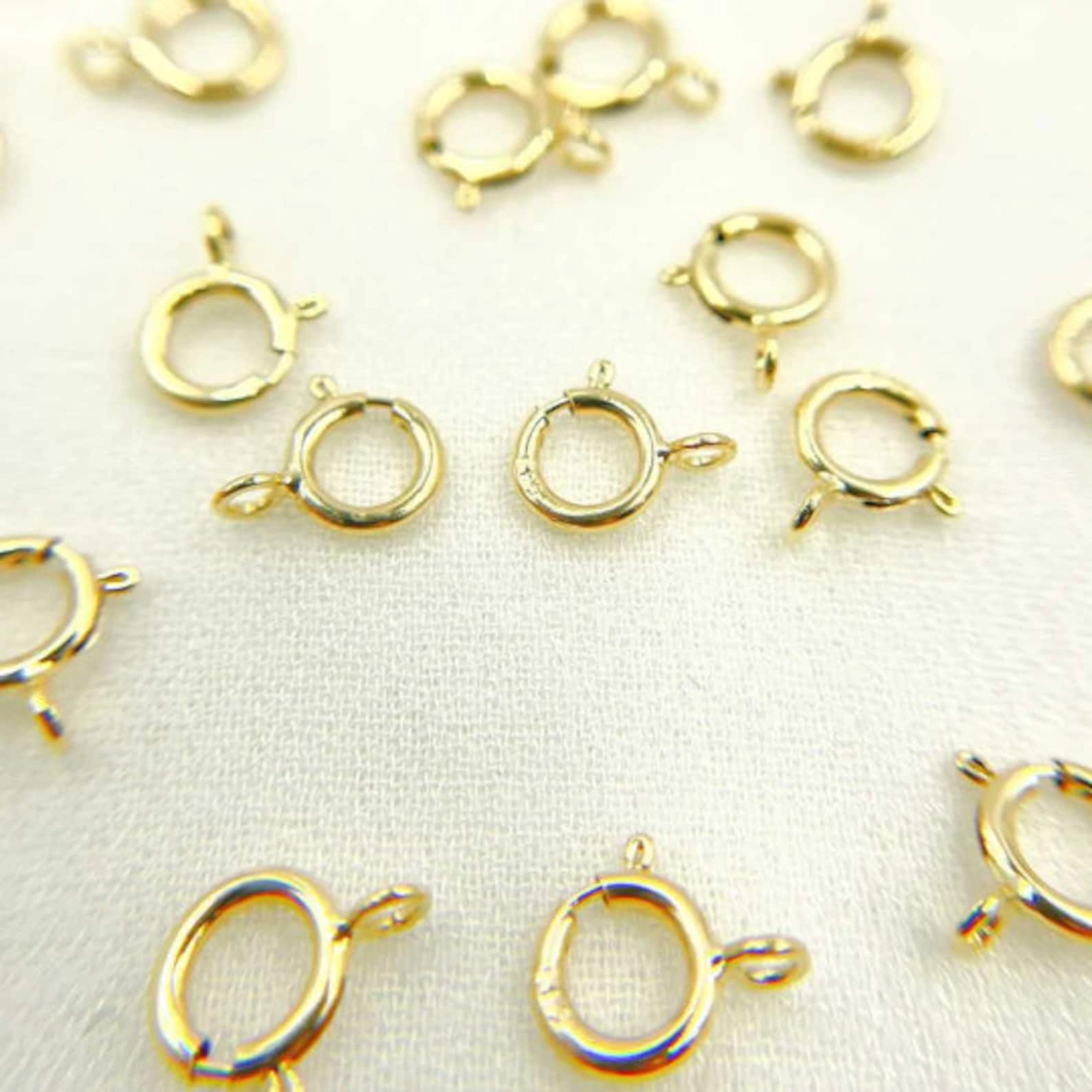 6mm 14K Solid Yellow Gold Spring Ring Clasp, Jewelry Lock Finding. SRC2 ...