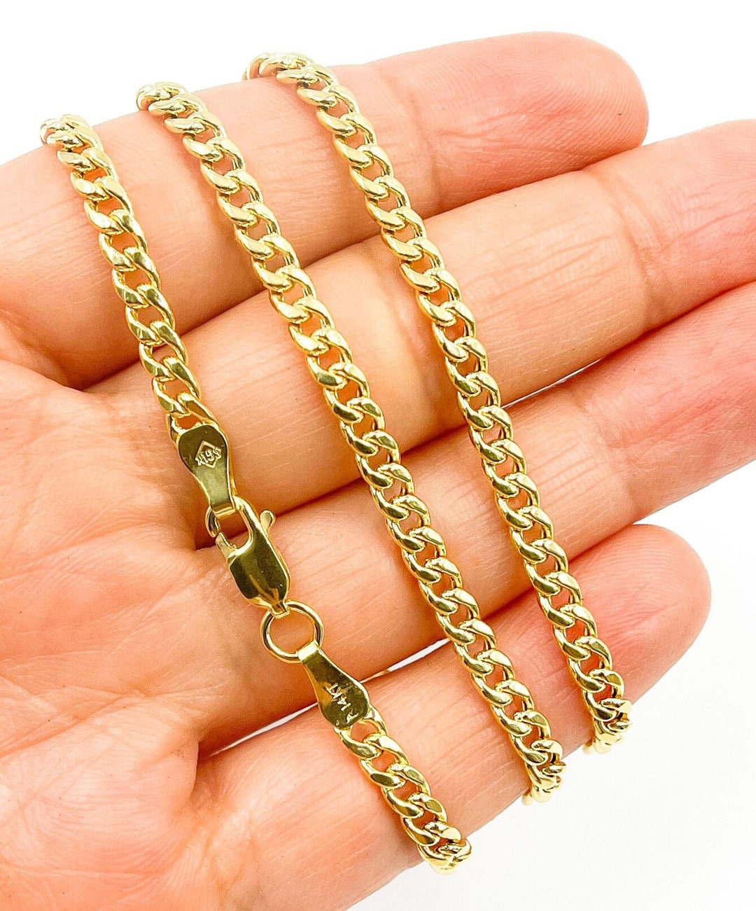 Solid 14K Gold Curb Chain Necklace, Unisex Curb Gold Chain, Trending ...