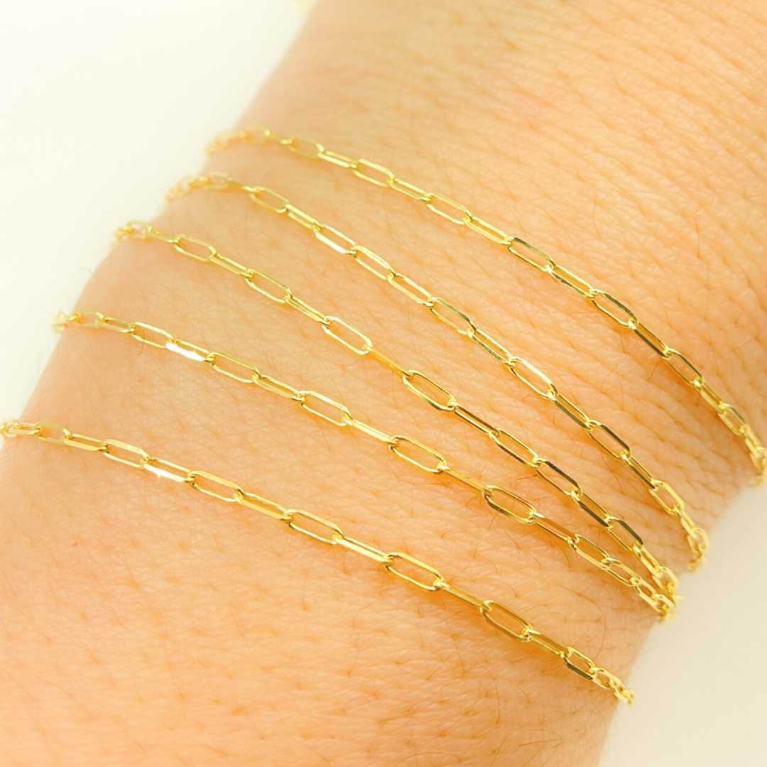 14k Solid Yellow Gold Flat Paperclip Chain by Foot, Paperclip Solid ...