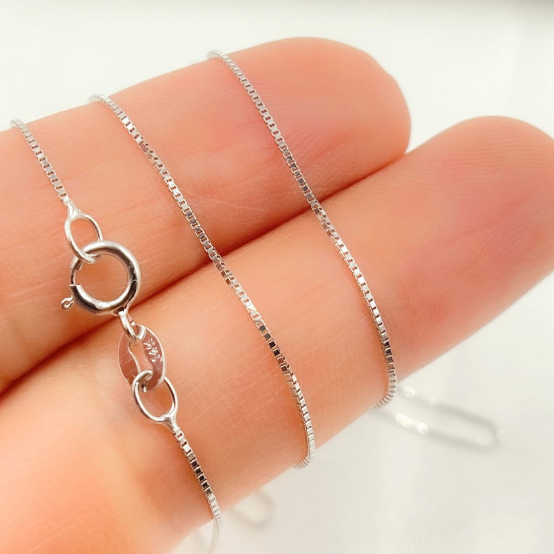 14K Solid White Gold Box Chain Necklace – Real Gold Unisex Chain ...