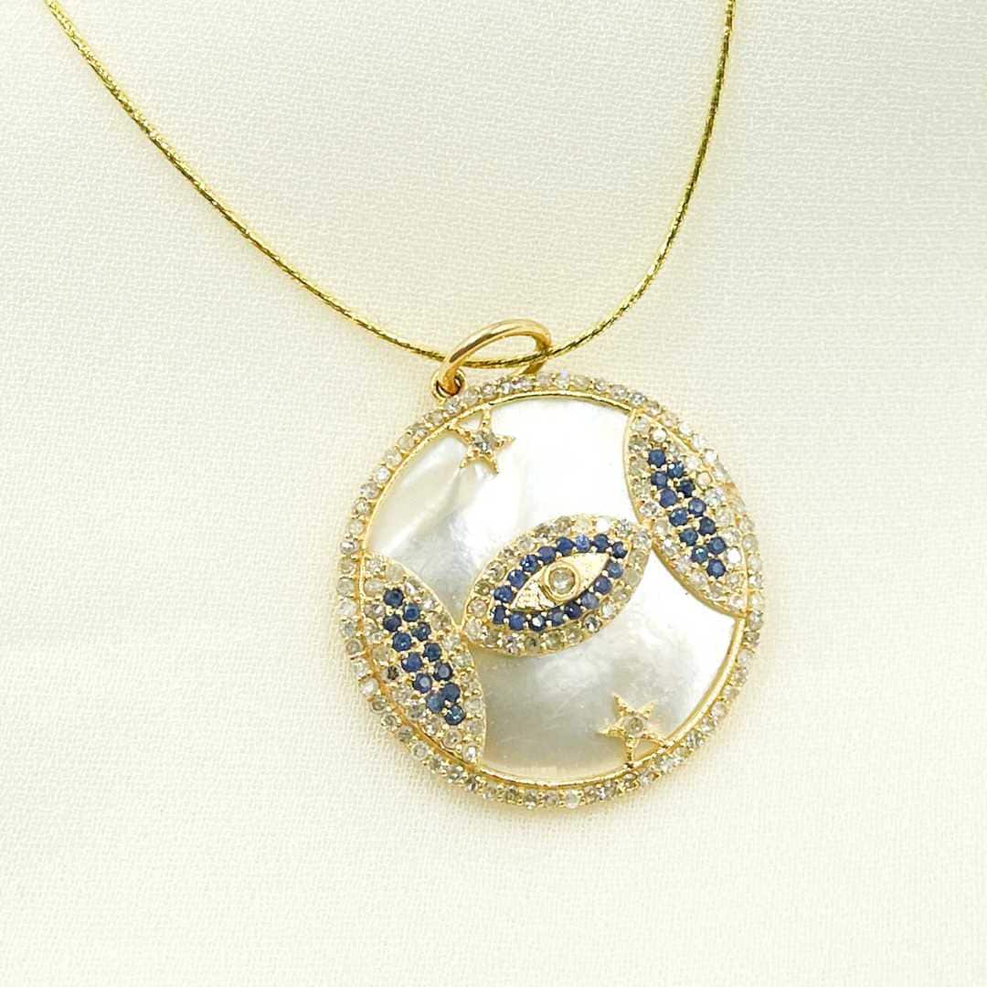 14k Solid Gold Evil Eye Charm, 14K Gold Diamond Evil Eye Charm ...