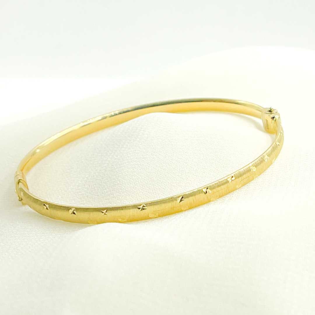14K Solid Gold Matte Textured Bangle. Gold Textured Bangle for Women ...