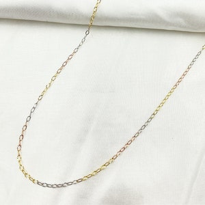 14k Solid Tri-color Gold Diamond Cut Cable Chain, Permanent Jewelry ...