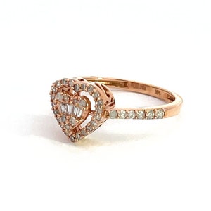 14k Solid Rose Gold Diamond Heart Ring, Heart Jewelry, Heart Ring, Rose ...