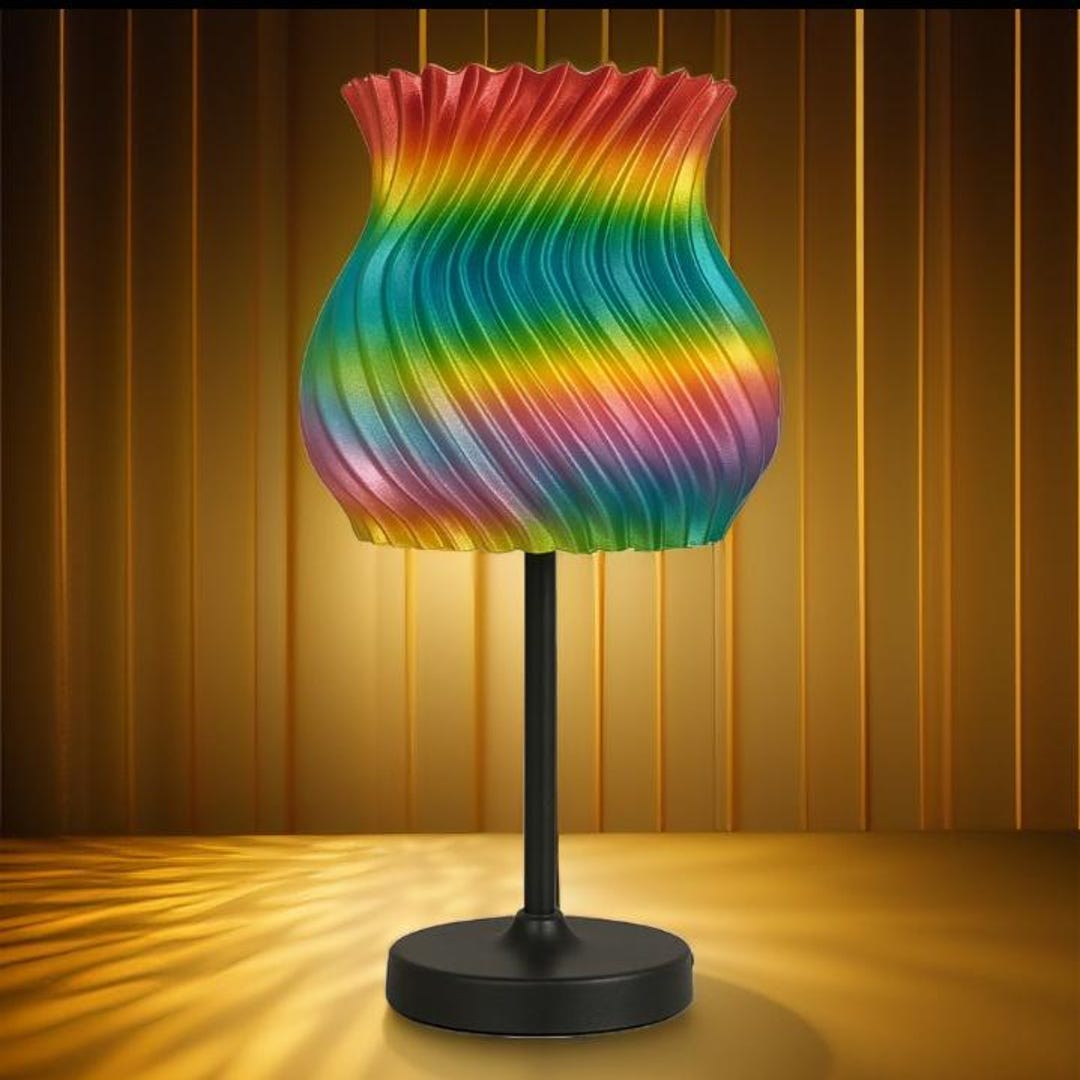 Rainbow 3D Printed Lampshade, Colorful LED Table Lamp Cover Pride Home ...