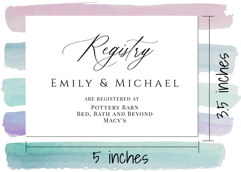 Registry Card, Digital Download Template, Minimalist Modern - Etsy