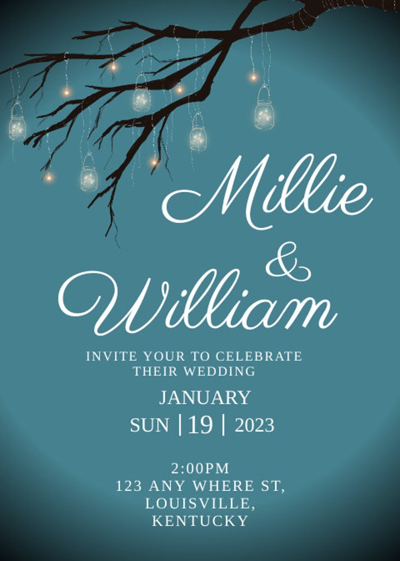 Invitation Digital Download Template Tree Branch With - Etsy