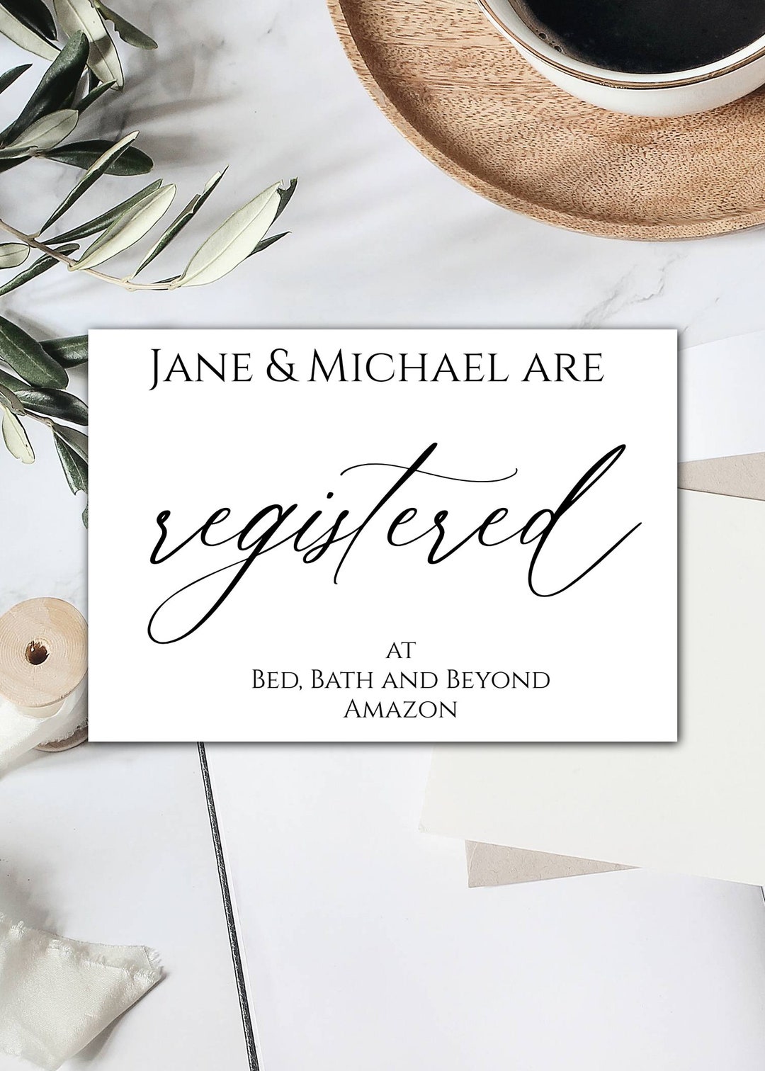 Registry Card, Digital Download Template, Minimal - Etsy
