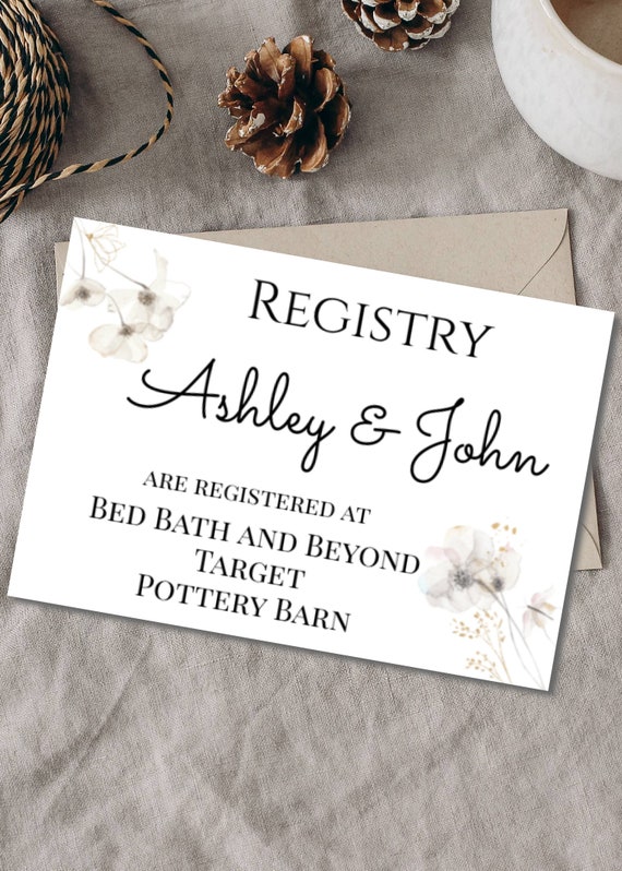 Registry Card Digital Download Template Classic Gold and - Etsy