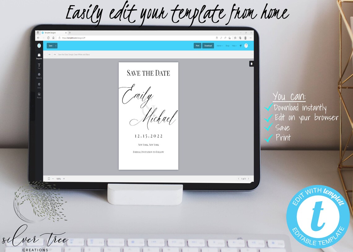 Wedding Invitation, Digital Download Template, Night Sky - Etsy