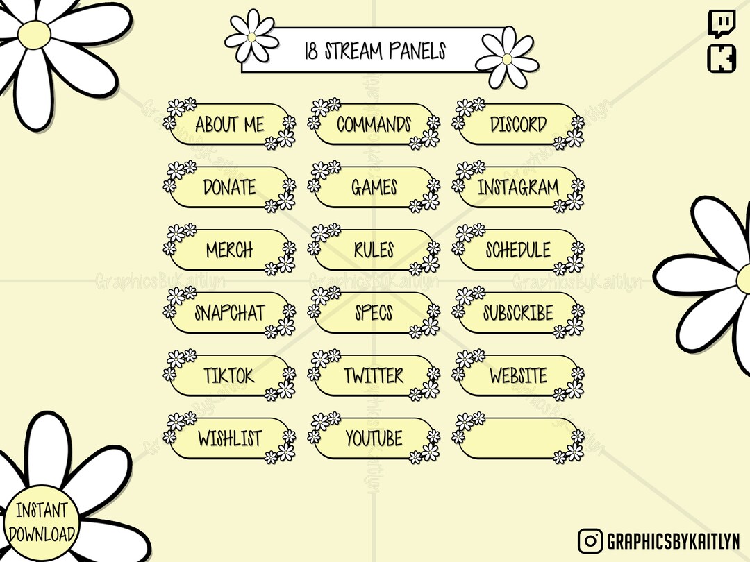 Cute Daisy Stream Panels for Twitch/kick - Etsy