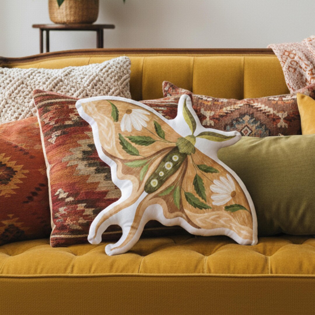 Luna Moth Entomology Art Pillow, 10x10 16x16 22x22 Whimsigoth Decor ...