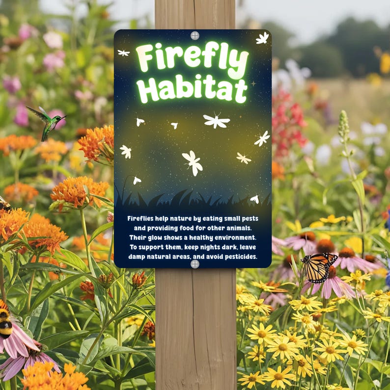 Firefly Habitat Sign, 8x12 12x18 Outdoor Rated Aluminum Sign, Lightning ...