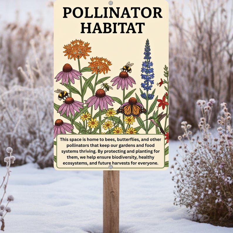 Native Plant Pollinator Habitat Sign, 8x12 12x18 Outdoor Rated Aluminum ...