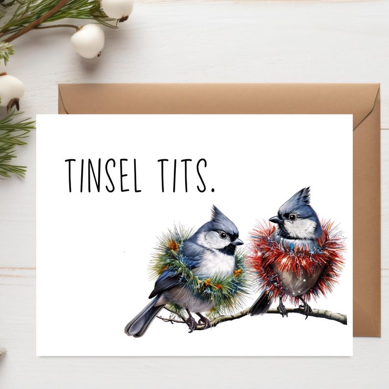 Funny Tufted Titmouse Christmas Card – Sarcastic Bird Holiday Greeting ...