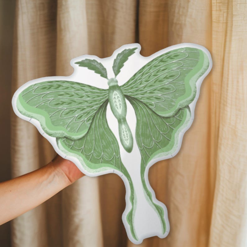 Luna Moth Entomology Art Pillow, Whimsigoth Decor, Green Moth Lover ...