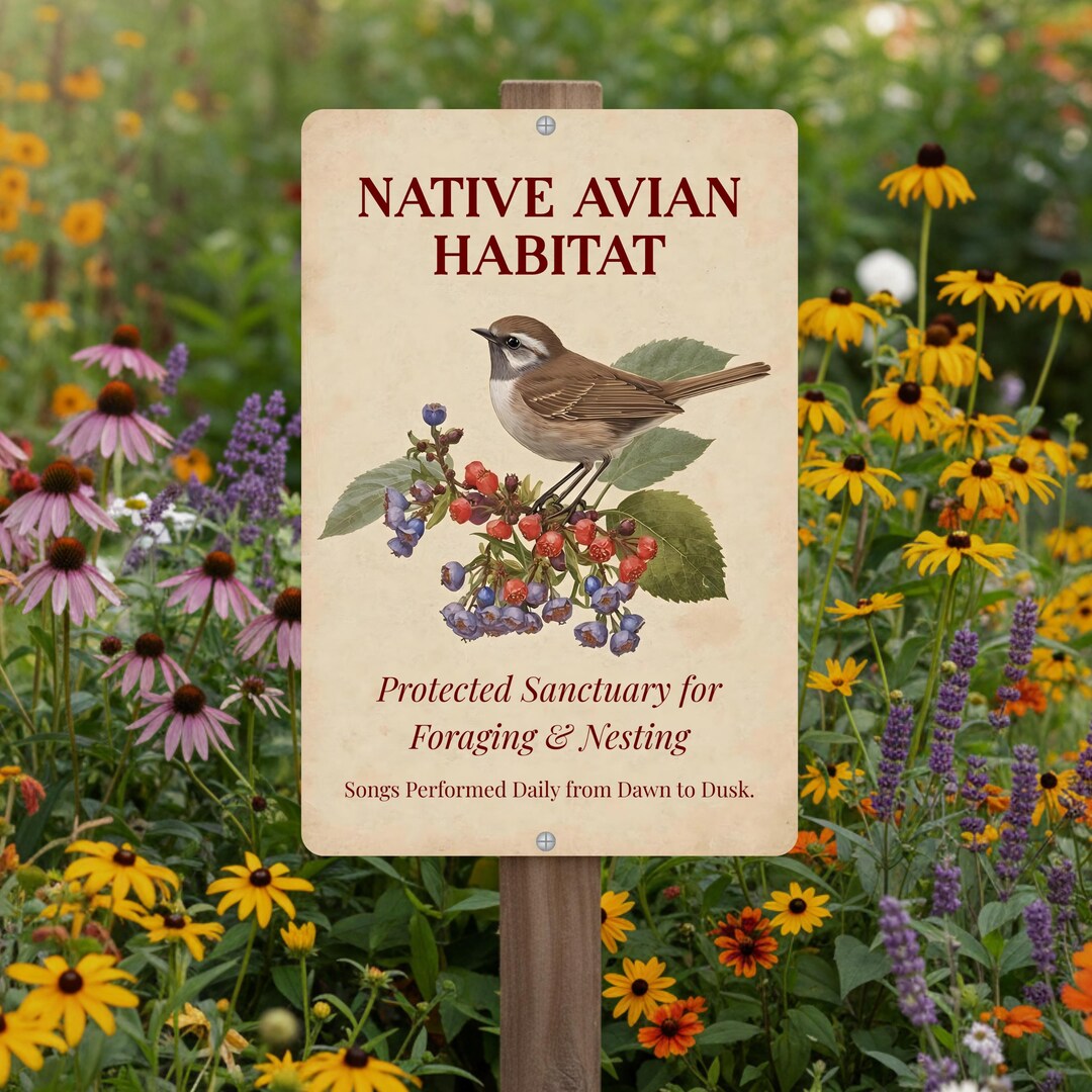 Native Avian Habitat Sign, 8x12 12x18 Outdoor Rated Aluminum Sign, Gift ...