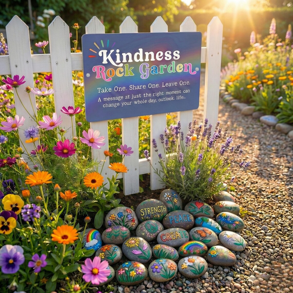Kindness Rock Garden Sign, Painted Rocks Sign, Outdoor Rated Gift for ...