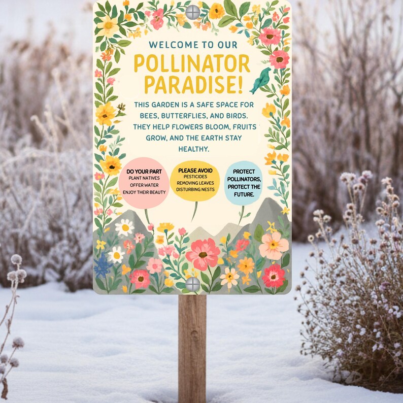 Native Plant Pollinator Habitat Sign, 8x12 12x18 Outdoor Rated Aluminum ...